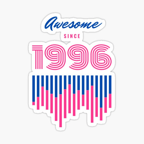 "Awesome since 1996" Sticker for Sale by ZealousLab | Redbubble
