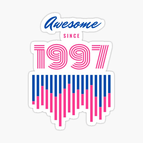 "Awesome since 1997" Sticker for Sale by ZealousLab | Redbubble