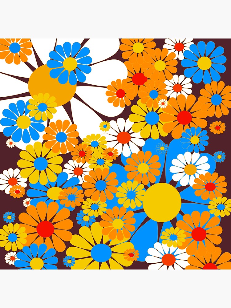 "retro sixties flower design" Sticker for Sale by pauloneill-art ...