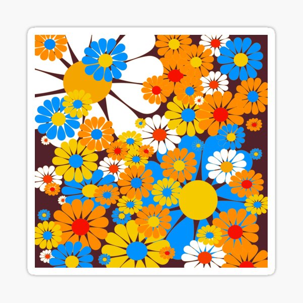 "retro sixties flower design" Sticker for Sale by pauloneill-art ...