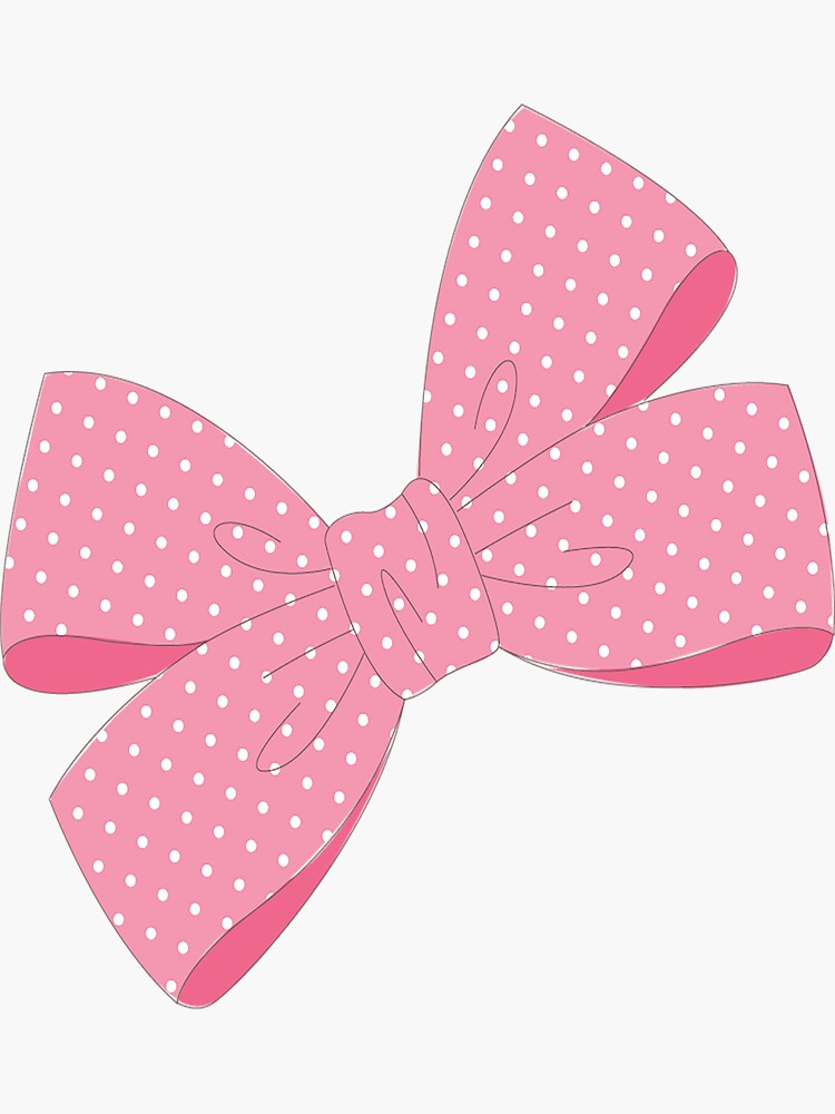"Pink and white polka-dot ribbon bow" Sticker for Sale by RIANASHATLEY ...