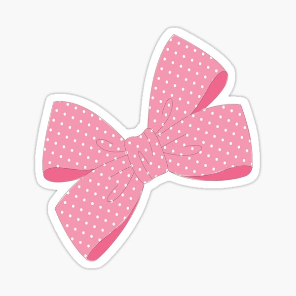 "Pink and white polka-dot ribbon bow" Sticker for Sale by RIANASHATLEY ...