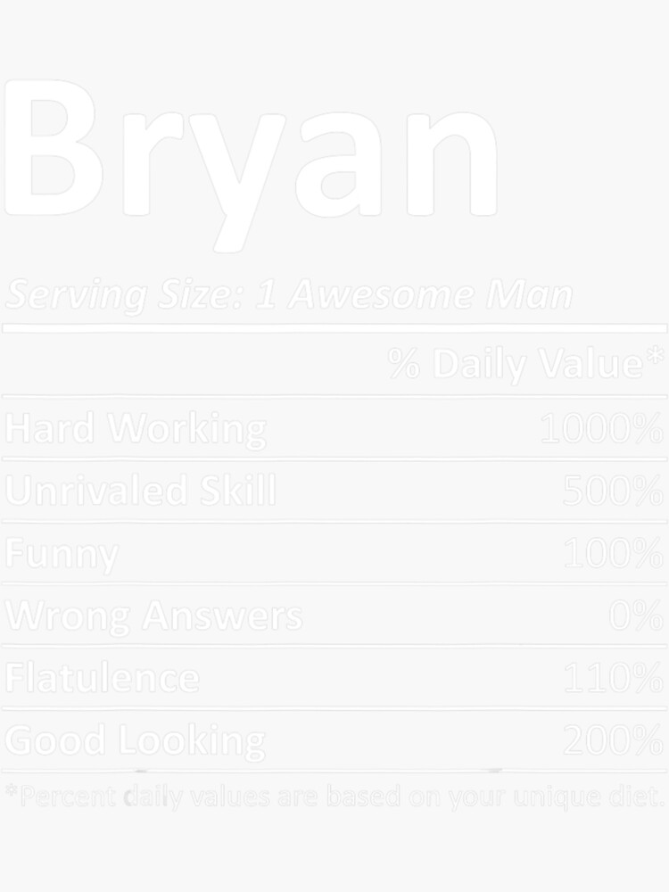 "Bryan Nutrition Birthday Personalized Name" Sticker for Sale by ...