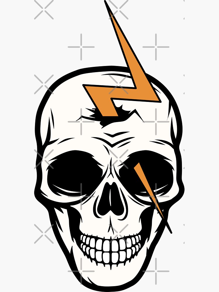 "Skeleton skull struck by lightning ACDC" Sticker for Sale by Arth1nker ...