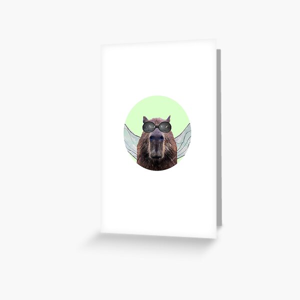 "Green Capybara Fly Sticker OK I pull up Funny Meme" Greeting Card for ...