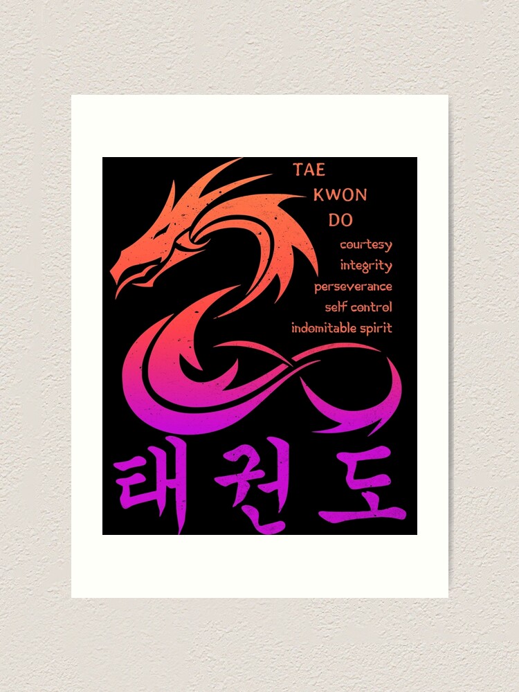 "Colorful Martial Arts Dragon with Korean Taekwondo Symbols and 5 TKD ...