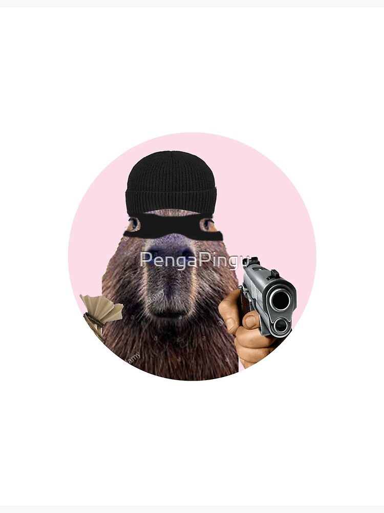 "Pink Capybara Robber Thief Burglar Sticker OK I pull up Funny Meme ...
