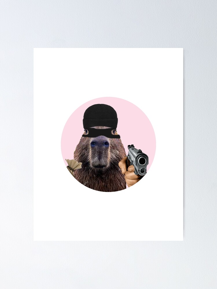 "Pink Capybara Robber Thief Burglar Sticker OK I pull up Funny Meme ...