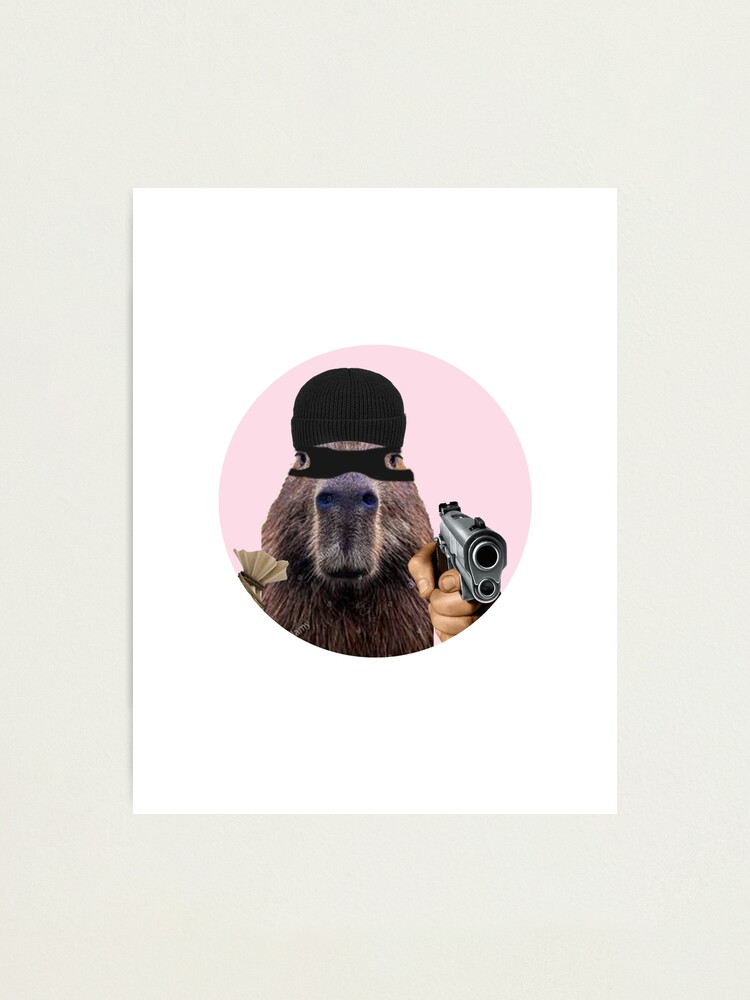 "Pink Capybara Robber Thief Burglar Sticker OK I pull up Funny Meme ...