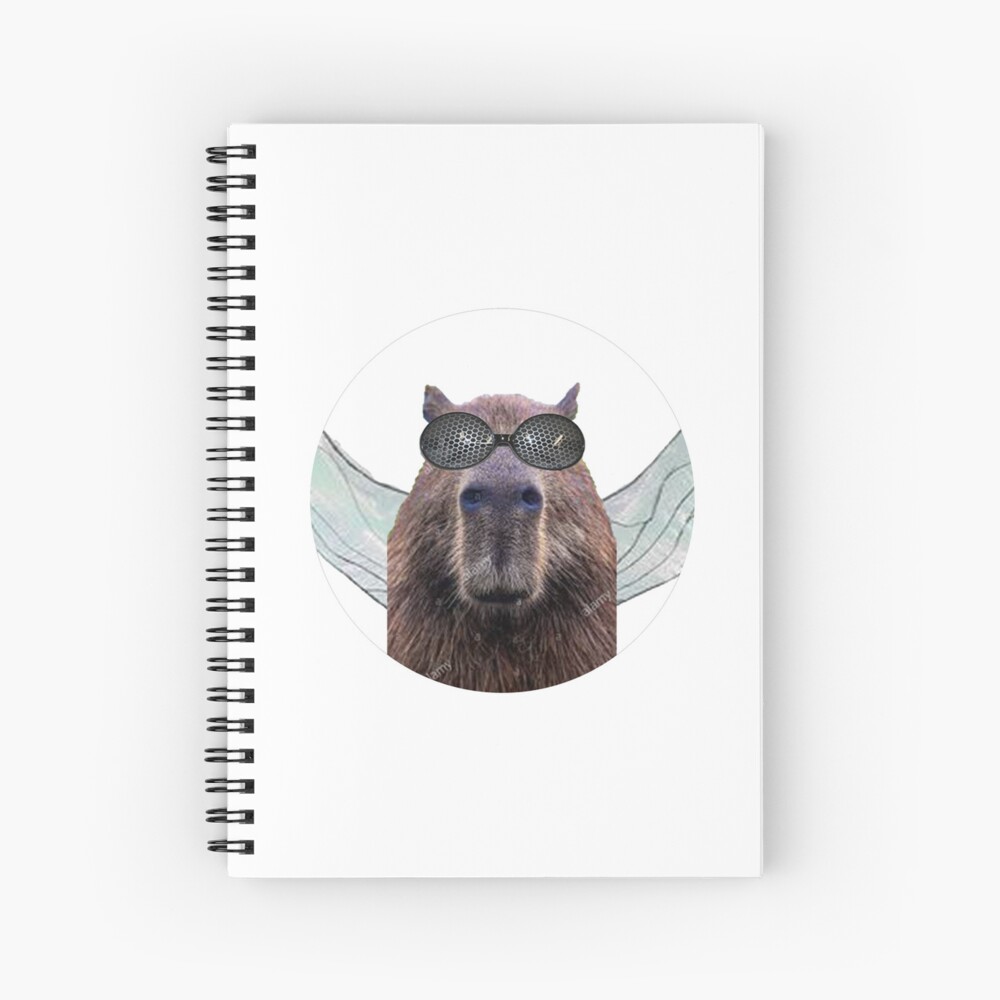 "Capybara Fly Sticker OK I pull up Funny Meme" Spiral Notebook for Sale ...