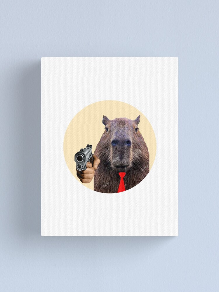 "Yellow Capybara Fly Sticker OK I pull up Funny Meme" Canvas Print for ...
