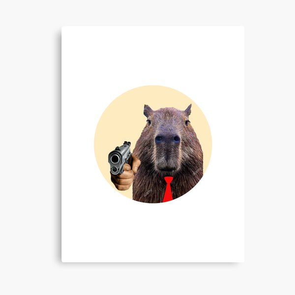 "Yellow Capybara Fly Sticker OK I pull up Funny Meme" Canvas Print for ...