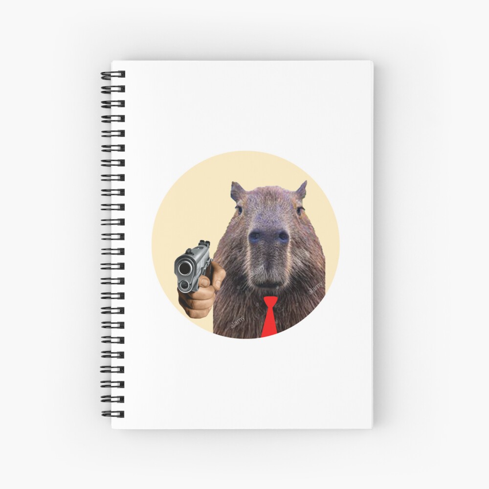 "Yellow Capybara Fly Sticker OK I pull up Funny Meme" Spiral Notebook ...