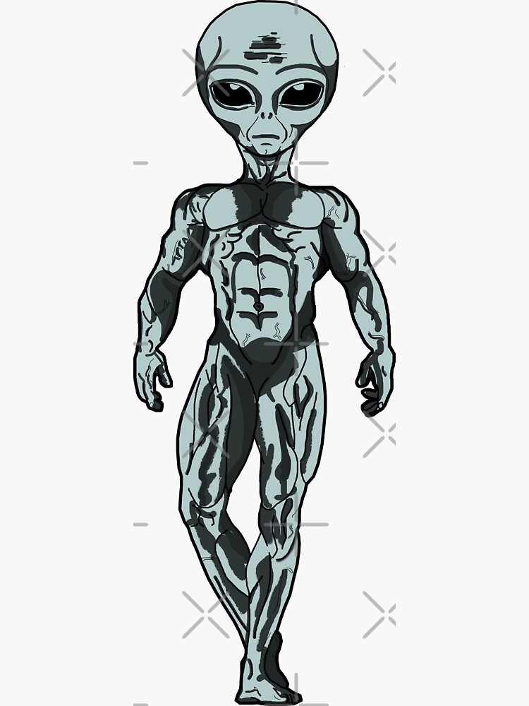 "Muscular Giga Chad Grey Alien" Sticker for Sale by Jakng | Redbubble
