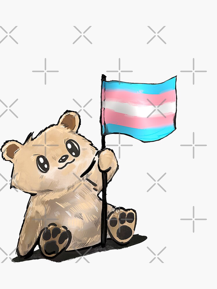 "Bear holding trans flag" Sticker for Sale by EllyBurg | Redbubble