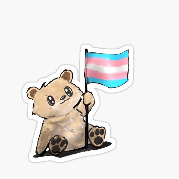 "Bear holding trans flag" Sticker for Sale by EllyBurg | Redbubble