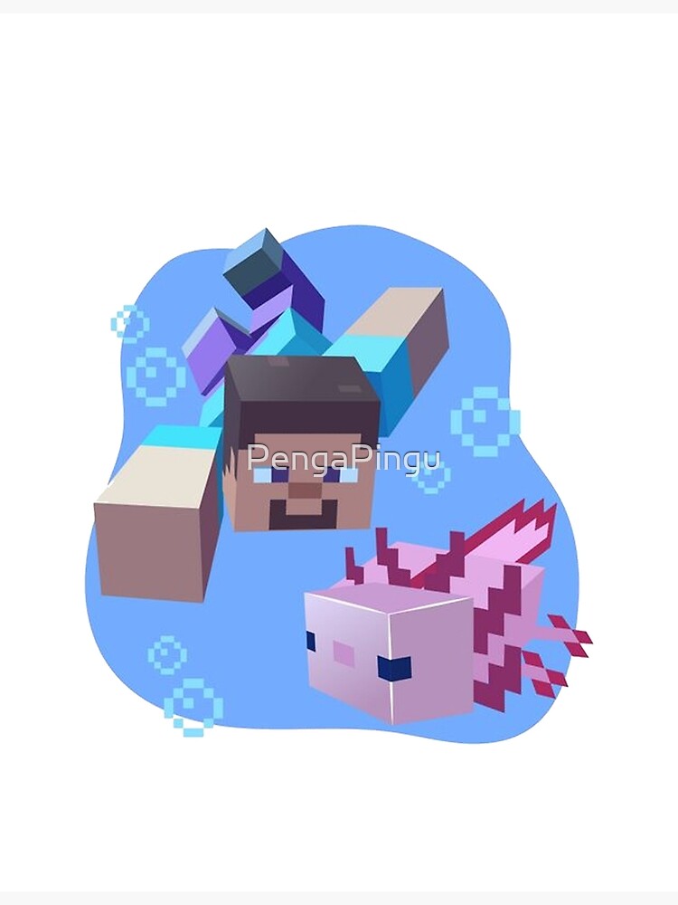 "Süßer Minecraft Axolotl und Steve Schwimmaufkleber" Poster von ...