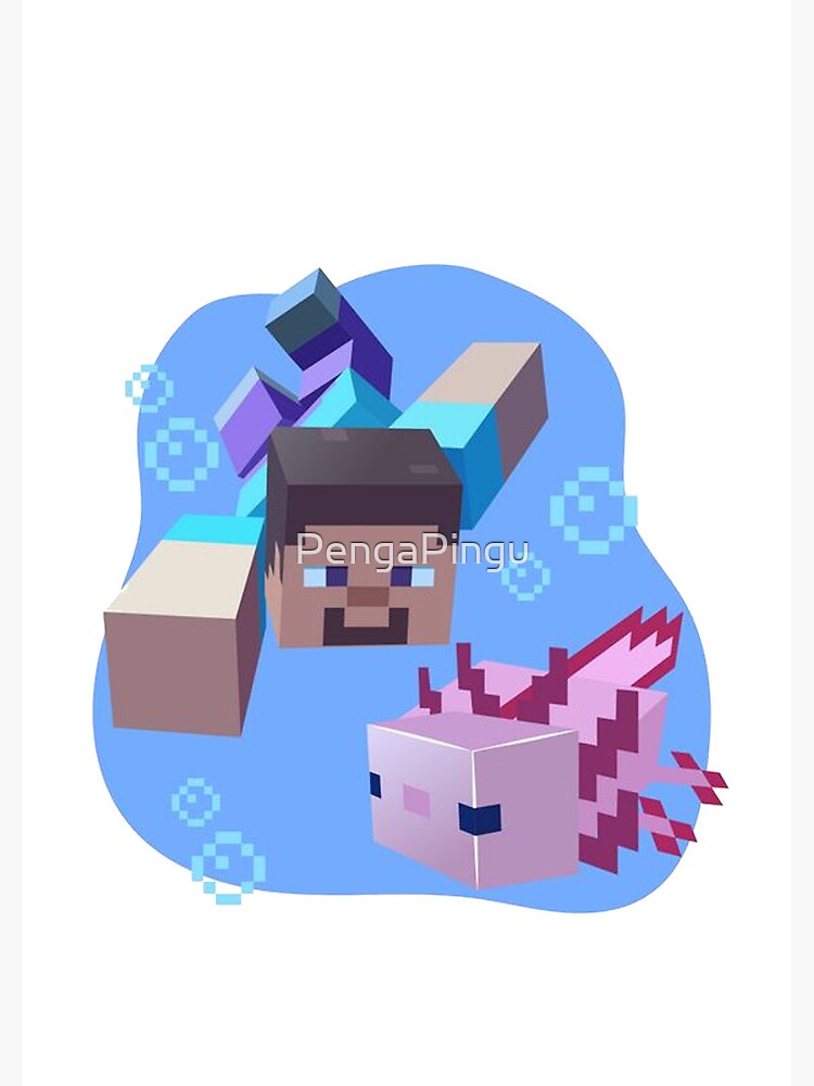 "Cute Minecraft Axolotl and Steve Swimming Sticker" Spiral Notebook for ...