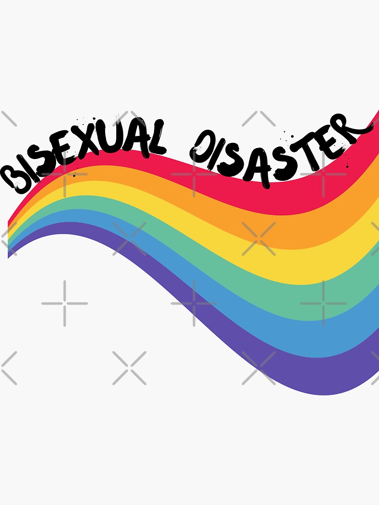 "Bisexual Disaster Curved Rainbow For Pride Month In Yellow" Sticker ...