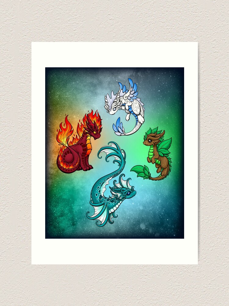 "Four Elements - Dragons" Art Print for Sale by bgolins | Redbubble