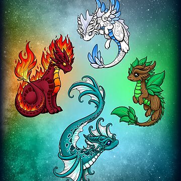 "Four Elements - Dragons" Poster for Sale by bgolins | Redbubble