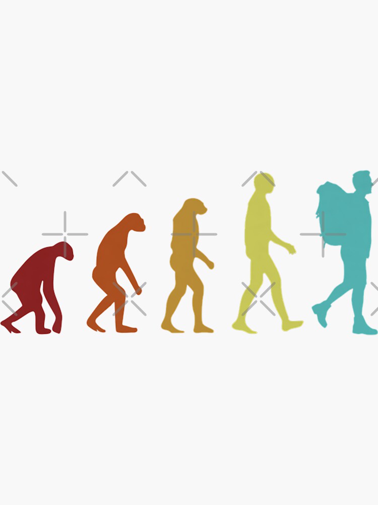 "Hiking Evolution Backpacking Outdoor Wander Hiker Hiking" Sticker for ...
