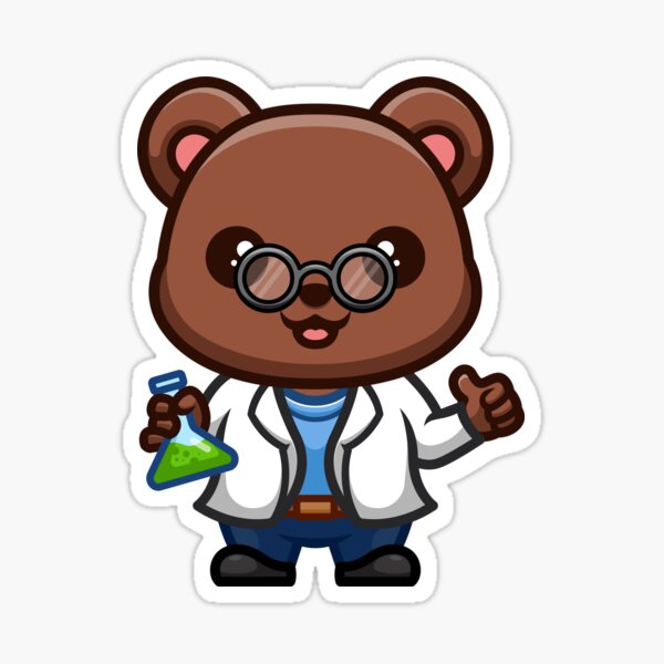 "Bear Scientist Cute Creative Kawaii" Sticker for Sale by GumregaStudio ...