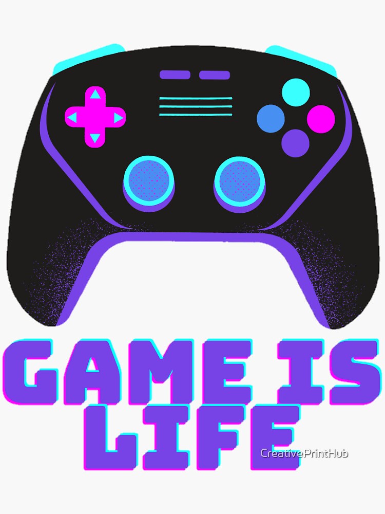 "game is life:digital design" Sticker for Sale by Thehelper | Redbubble