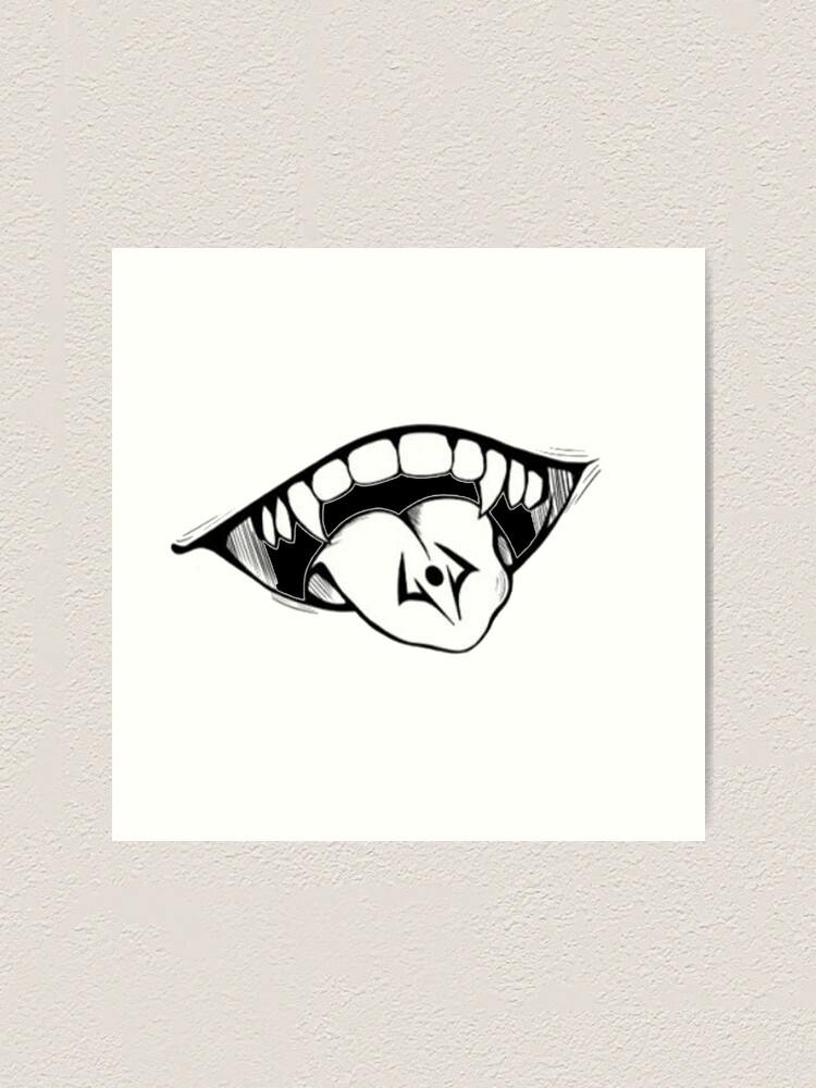 "Jujutsu Kaisen Sukuna Mouth Tongue Fangs " Art Print for Sale by ...