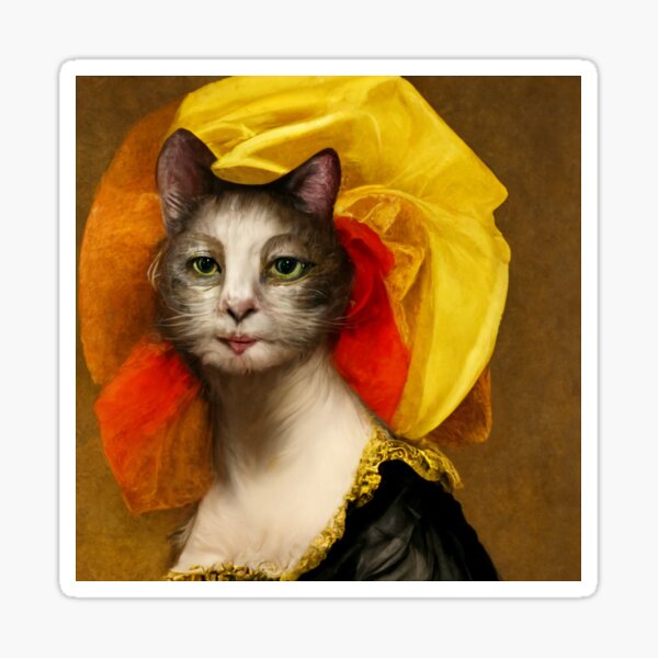 "Romantic feline in a colorful veil" Sticker for Sale by Fantasiarium ...