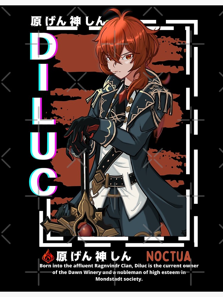 "Diluc Pyro Genshin Impact | Red Hair Anime Boy" Poster for Sale by ...