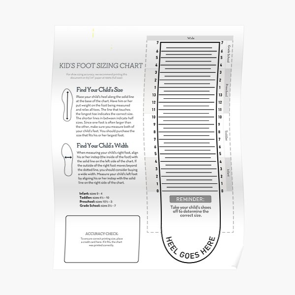 "Kids Foot Sizing Chart" Poster for Sale by VisualSimple | Redbubble