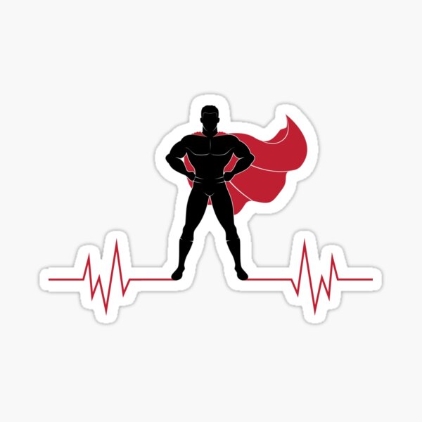 "Heartbeat Pulse Line With A Superhero Posing" Sticker for Sale by ...