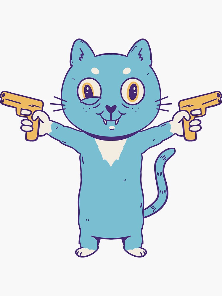"cartoon-cat-animal-with-guns" Sticker for Sale by JAMALSTORE92 | Redbubble