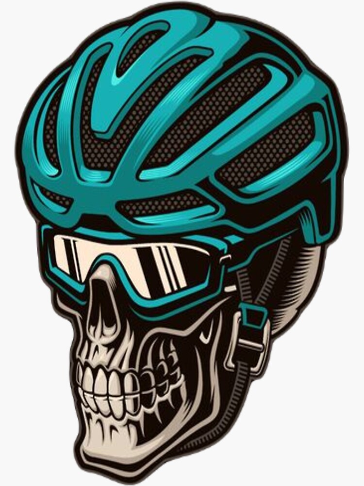 "cyclist skull sticker " Sticker for Sale by AlexMood | Redbubble