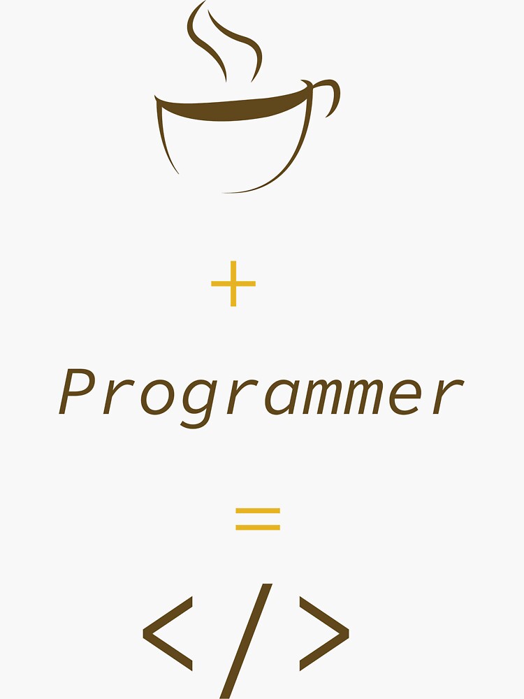 "Programming and coffee and code" Sticker for Sale by Samopify | Redbubble