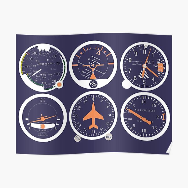 "Basic Six Flight Instruments" Poster for Sale by RealPilotDesign ...