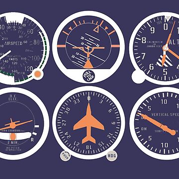 "Basic Six Flight Instruments" Sticker for Sale by RealPilotDesign ...