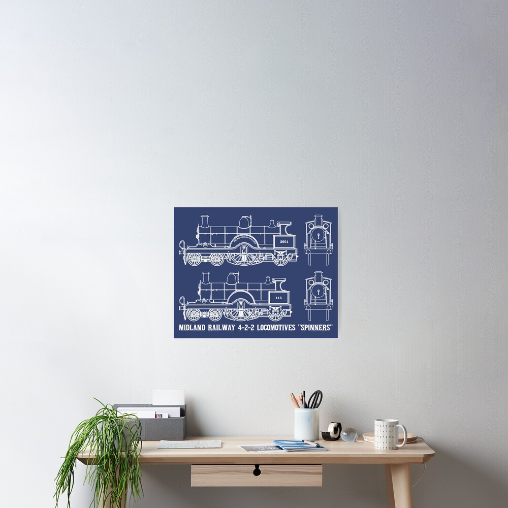 "Midland Railway 4-2-2 Steam Locomotive 2601 115 Blueprint Diagrams ...