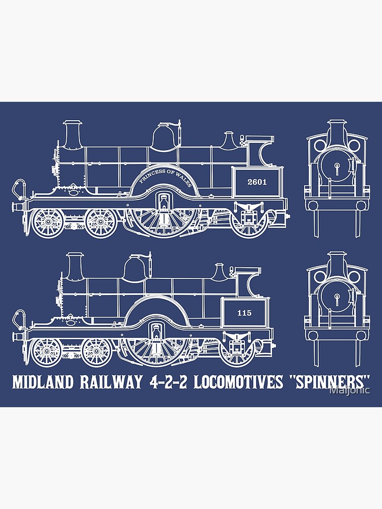 "Midland Railway 4-2-2 Steam Locomotive 2601 115 Blueprint Diagrams ...