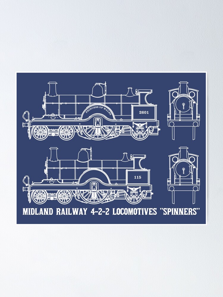 "Midland Railway 4-2-2 Steam Locomotive 2601 115 Blueprint Diagrams ...