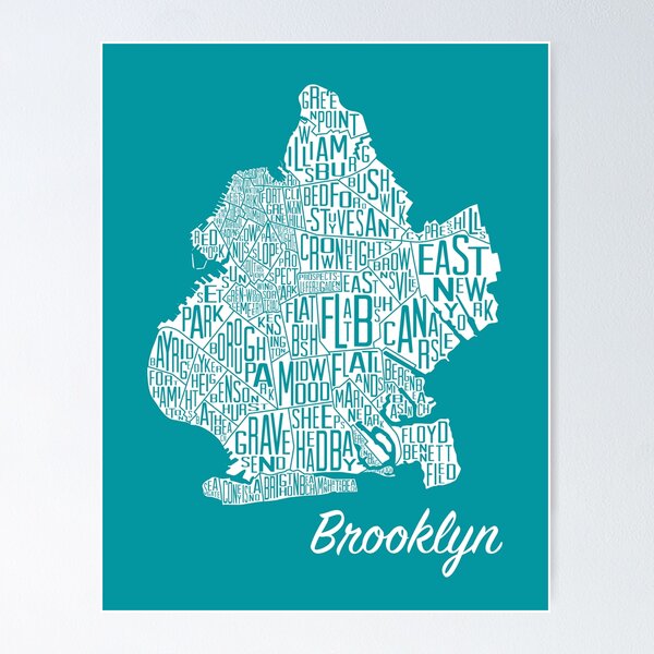 "Brooklyn Map" Poster for Sale by Kayla Folino | Redbubble