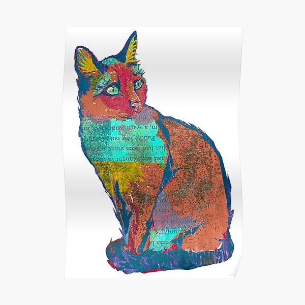 "Primary Colors Text Kitty Cat " Poster for Sale by ginaisarty | Redbubble