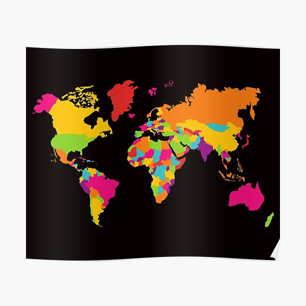 Póster «Mapa Del Mundo Coloreado; Mapamundi Acuarela» de Alvarendra ...