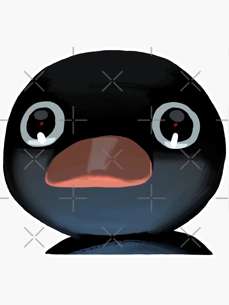 "Terrified Pingu Meme (Black BG)" Sticker for Sale by FilipeFerreira ...
