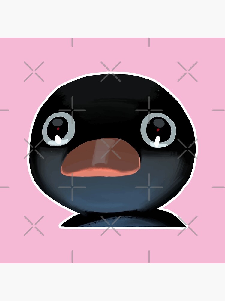 "Terrified Pingu Meme (Light Pink BG)" Poster for Sale by ...