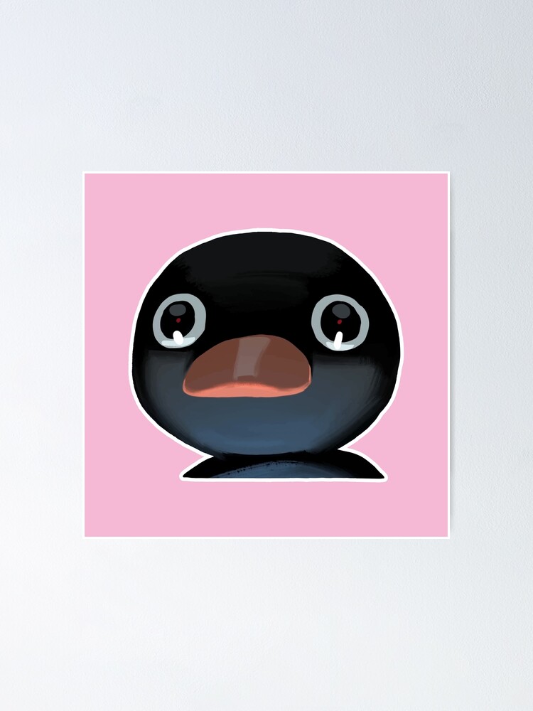 "Terrified Pingu Meme (Light Pink BG)" Poster for Sale by ...