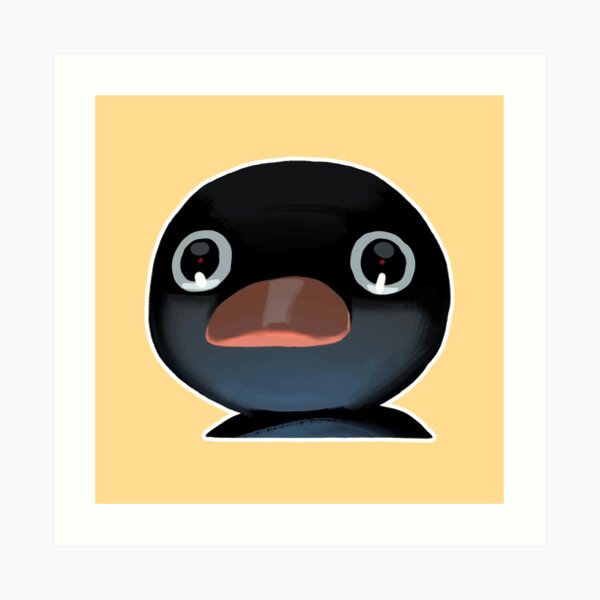 "Terrified Pingu Meme (Yellow BG)" Art Print for Sale by FilipeFerreira ...