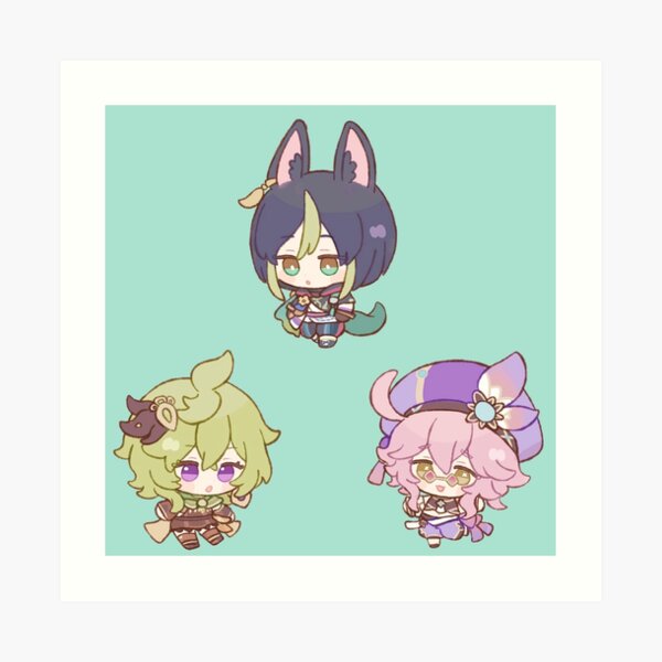 "Dori, Tighnari, Collei Chibi Kawaii - Genshin Impact" Art Print for ...