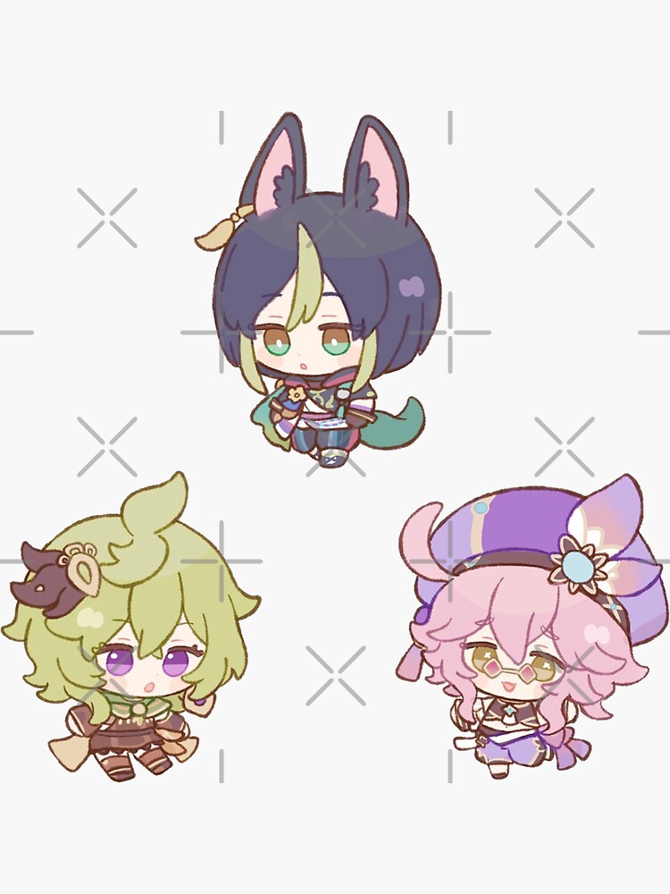 "Dori, Tighnari, Collei Chibi Kawaii - Genshin Impact" Sticker for Sale ...